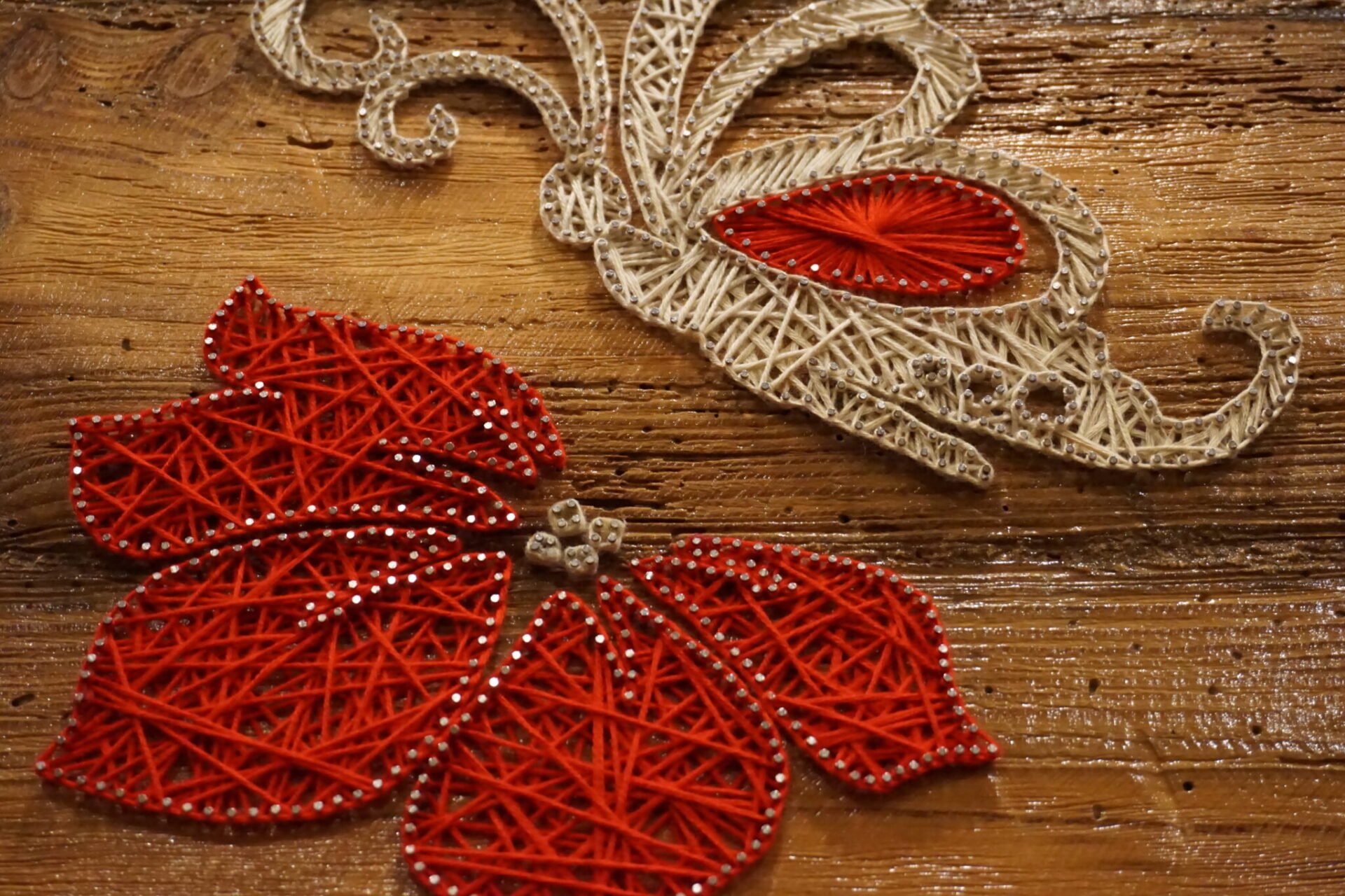 String art hibiscus flower with butterfly | #LRCrafts