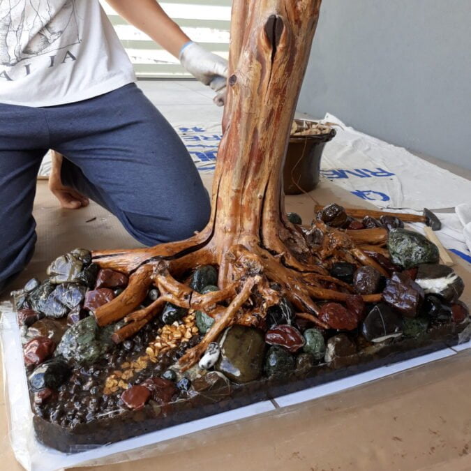 Turning a dead tree into a sculpture with epoxy resin | #LRCrafts