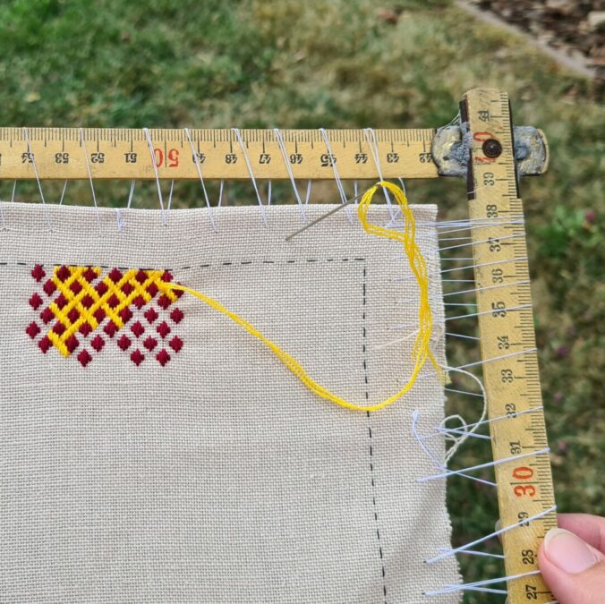 I repurposed a folding ruler as an embroidery frame | #LRCrafts